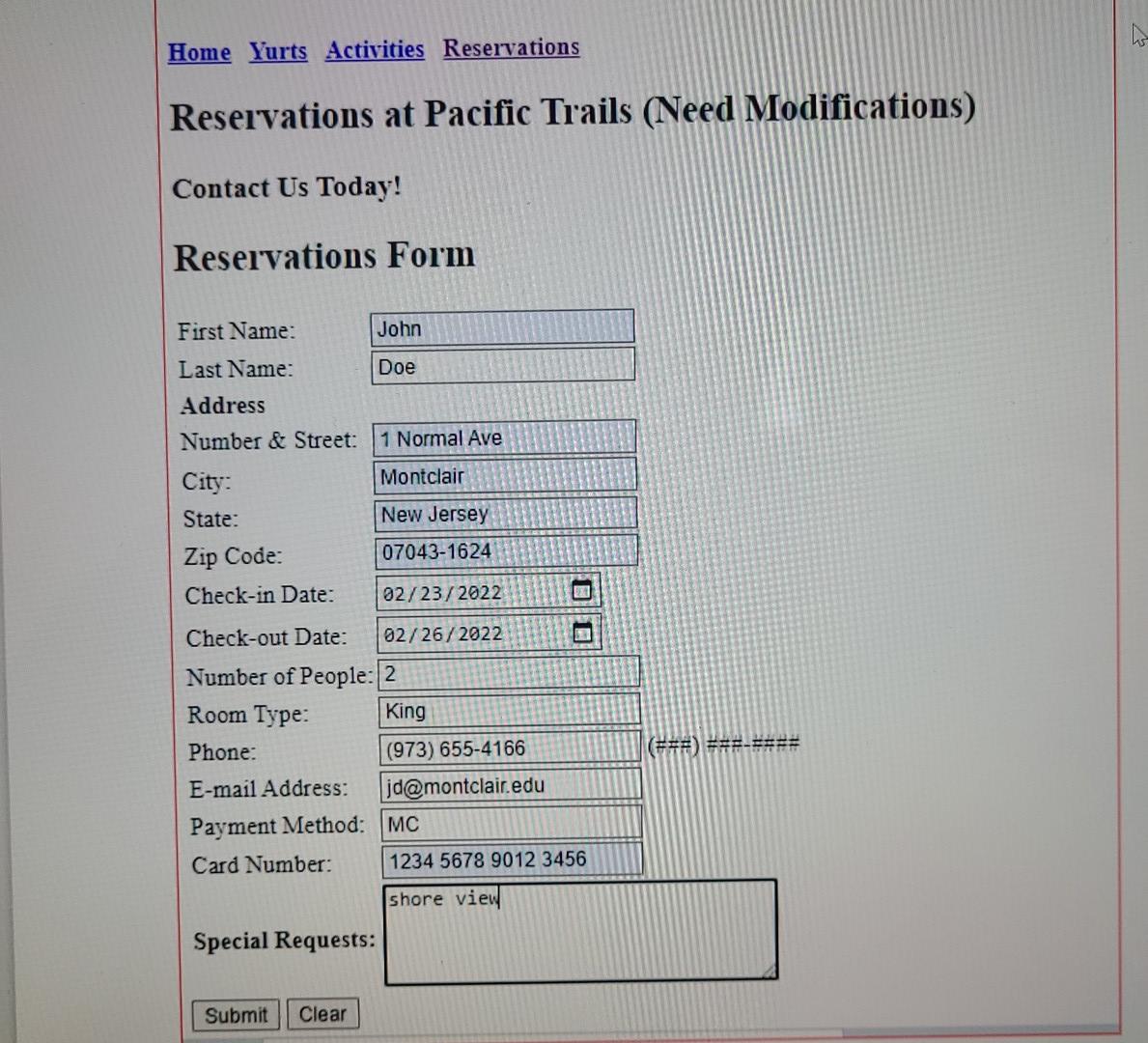 Solved 3. Create a Reservation form for this resort. Several | Chegg.com