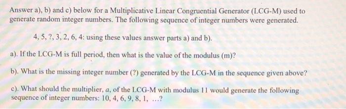 Solved Answer a), b) and c) below for a Multiplicative | Chegg.com