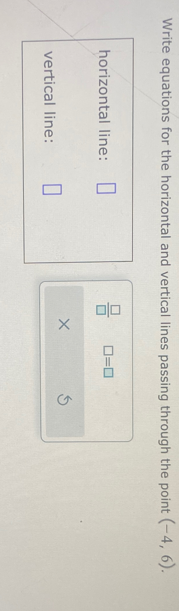 Solved Write equations for the horizontal and vertical lines | Chegg.com