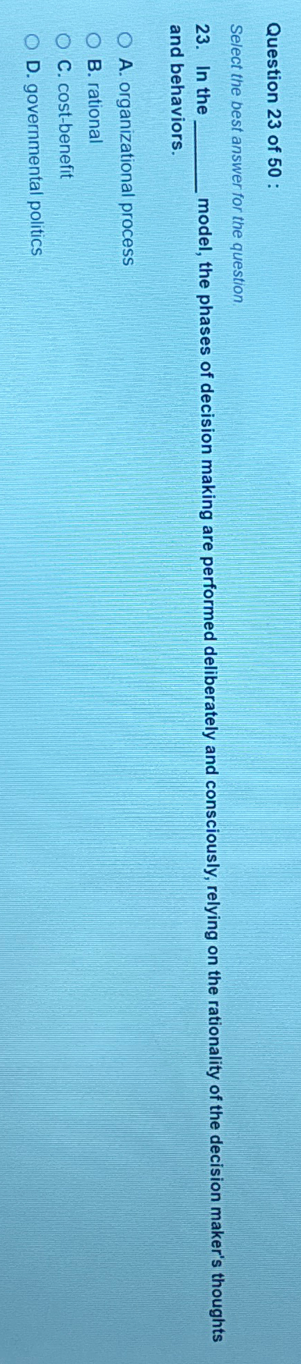 Solved Question 23 ﻿of 50 ﻿select The Best Answer For The 