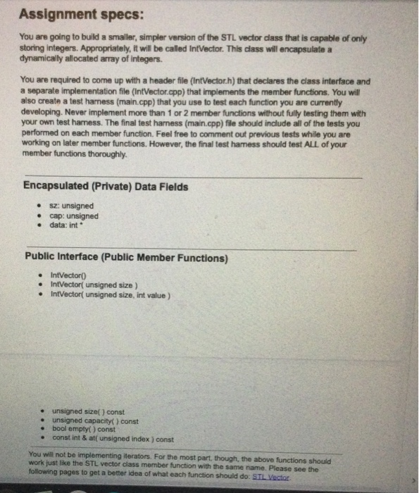 Solved Assignment specs: You are going to build a smaller, | Chegg.com