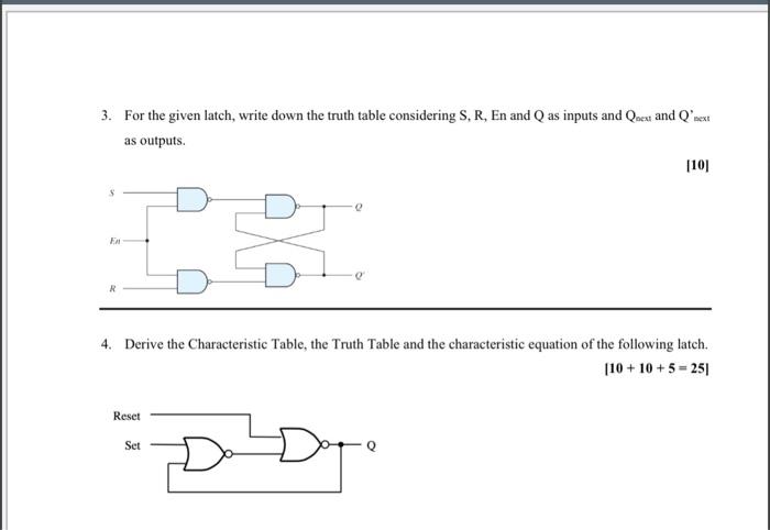 Solved 3. For the given latch, write down the truth table | Chegg.com