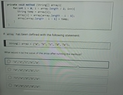 Solved private void nethod (String[] ﻿array){for (int i=0;i