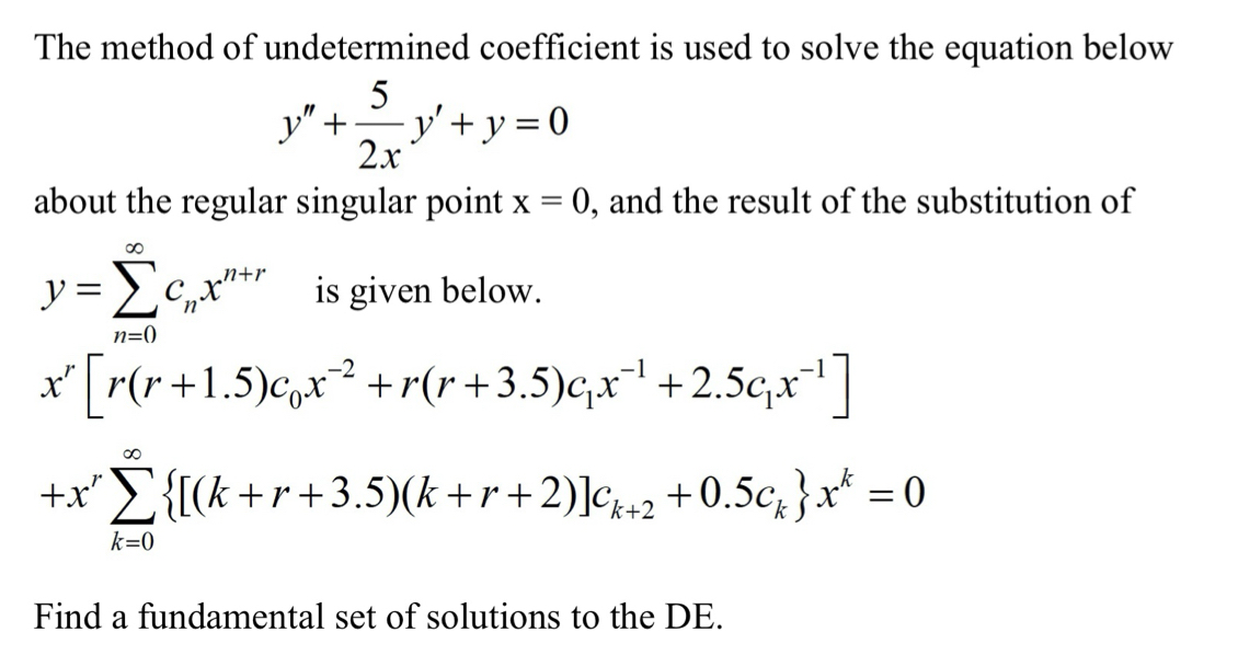 Solved The method of undetermined coefficient is used to | Chegg.com