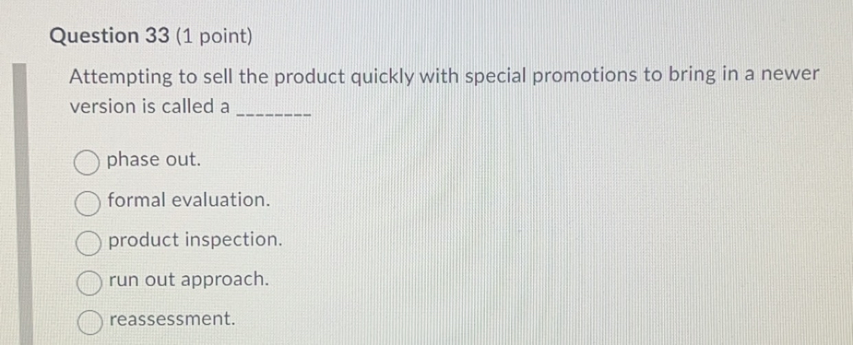 Solved Question 33 (1 ﻿point)Attempting to sell the product | Chegg.com
