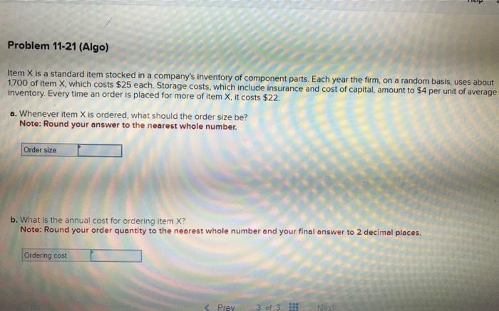 Solved Item X is a standard item stocked in a company's | Chegg.com