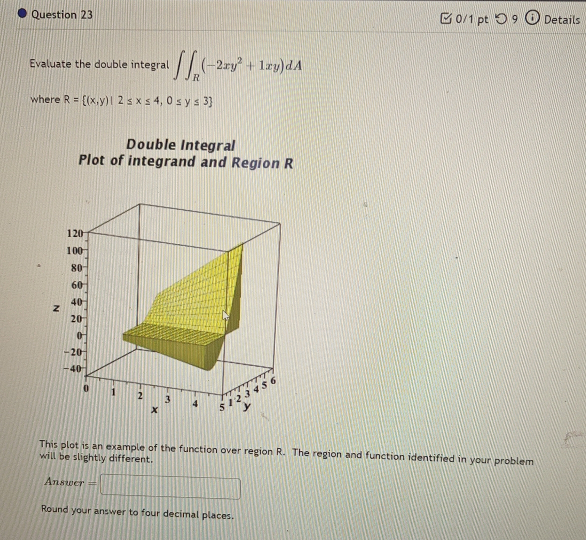 Solved Question 230/1 ﻿pt9DetailsEvaluate the double | Chegg.com