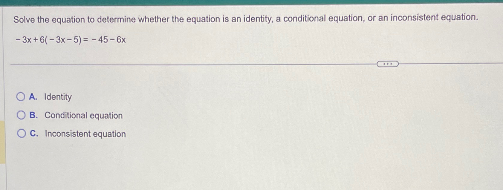 Solved determine whether the equation is an identity, a | Chegg.com