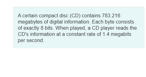 Solved A certain compact disc (CD) ﻿contains | Chegg.com