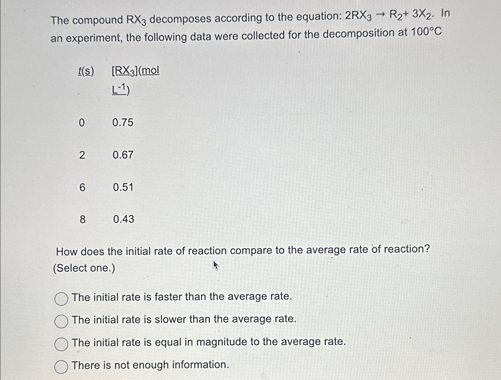 Solved The compound Rx3 ﻿decomposes according to the | Chegg.com