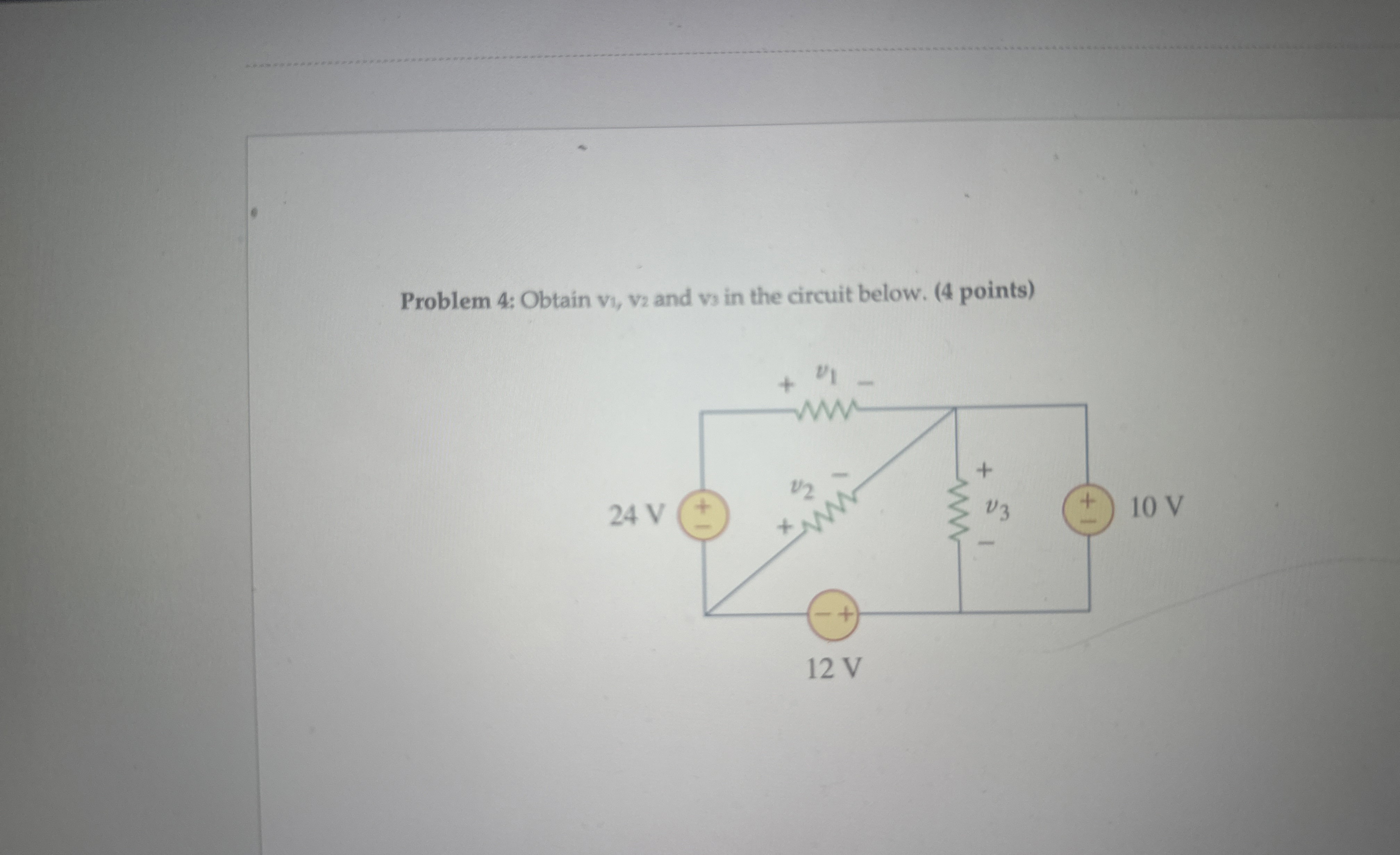 Solved Problem 4: Obtain v1,v2 ﻿and vs ﻿in the circuit | Chegg.com