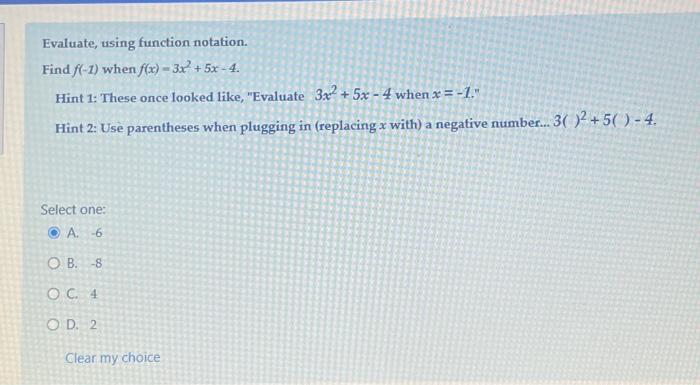 Solved Evaluate, using function notation. Find f(-1) when | Chegg.com