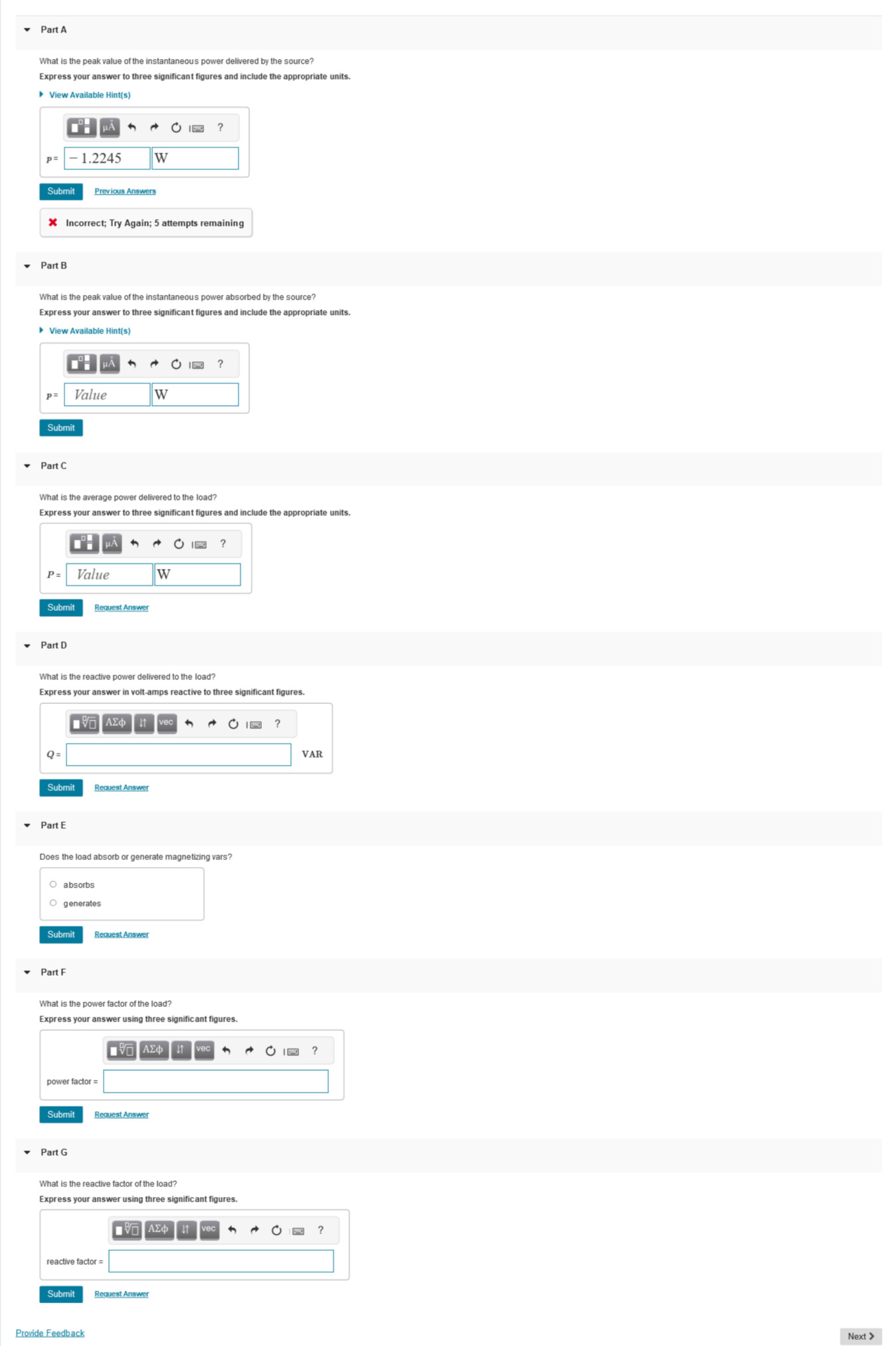 Solved P 10.7 ﻿What is the peak value of the instantaneous | Chegg.com