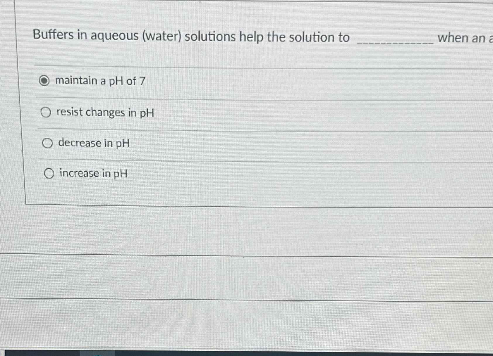 Solved Buffers in aqueous (water) ﻿solutions help the | Chegg.com