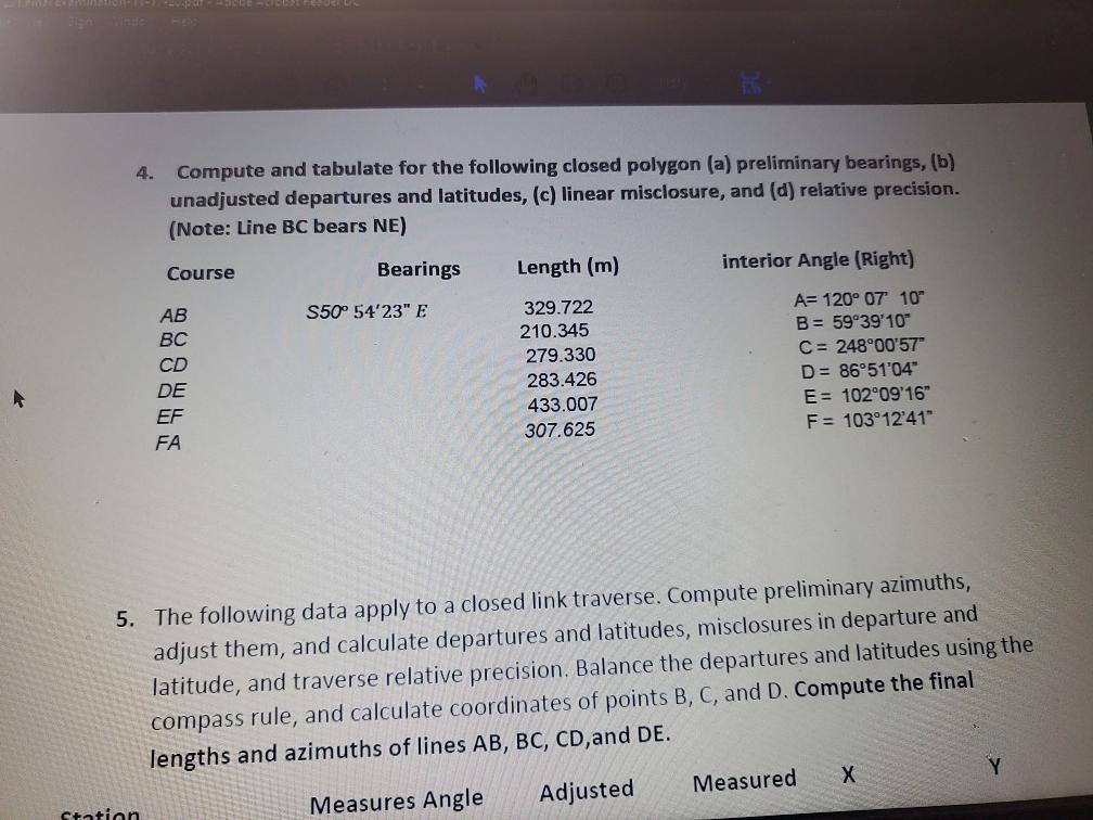 Solved 4. Compute and tabulate for the following closed | Chegg.com
