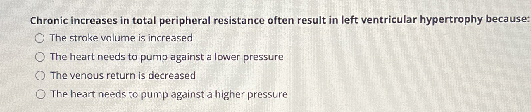 Solved Chronic increases in total peripheral resistance | Chegg.com
