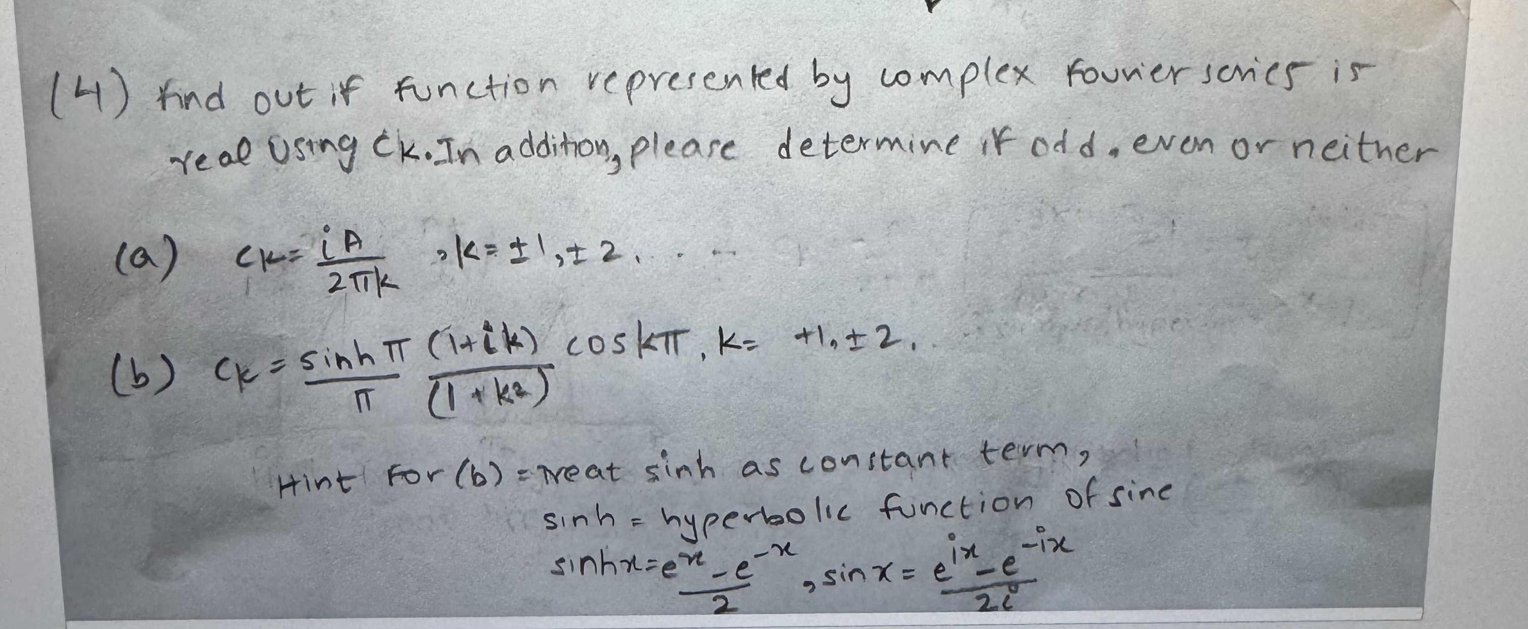 Solved (4) ﻿Find out if function represented by complex | Chegg.com