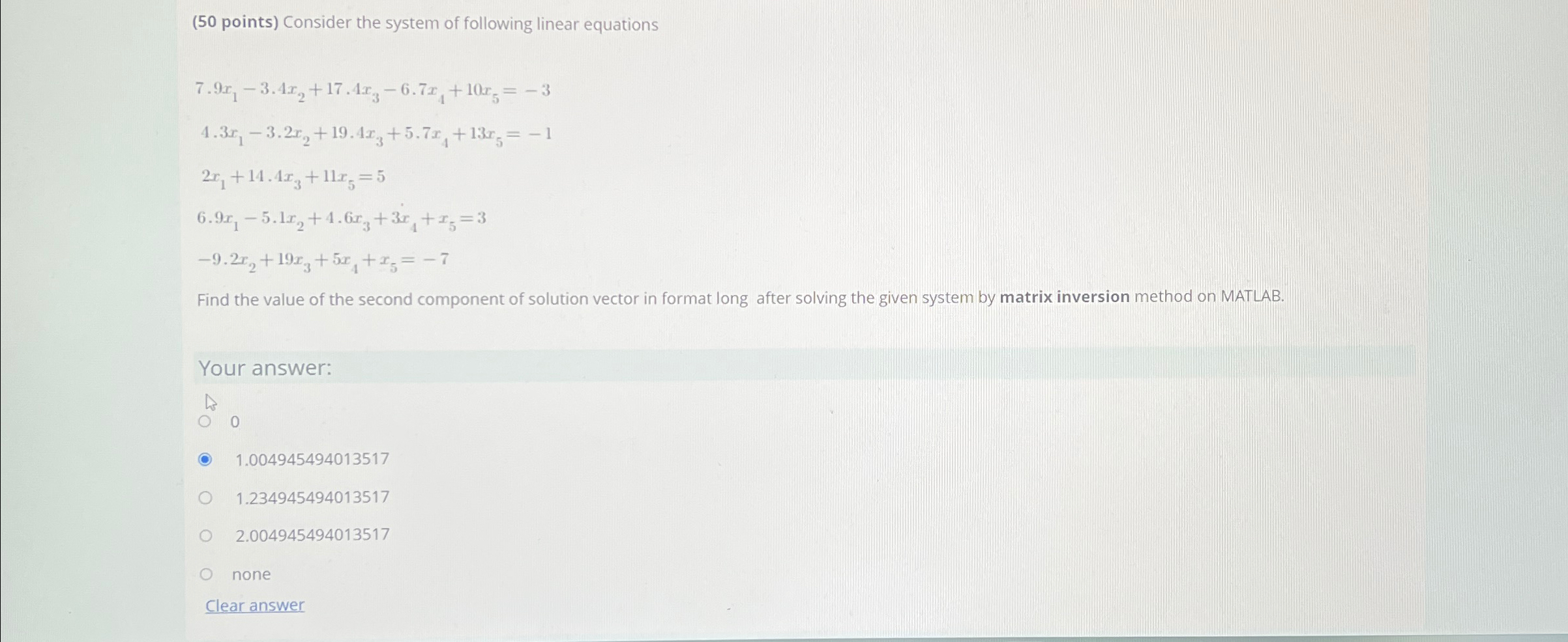 Solved (50 ﻿points) ﻿Consider the system of following linear | Chegg.com