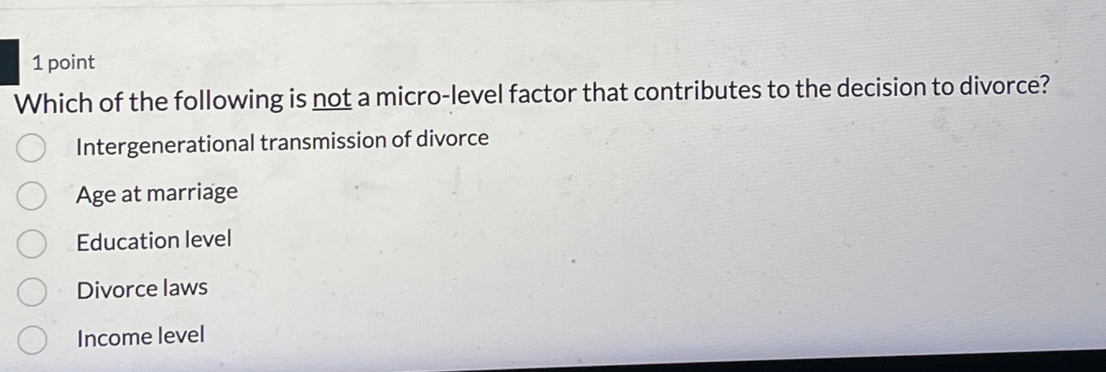 Solved 1 ﻿pointWhich of the following is not a micro-level | Chegg.com