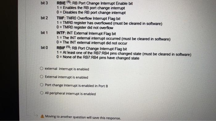 Solved Given the interrupt register, INTCON and its | Chegg.com