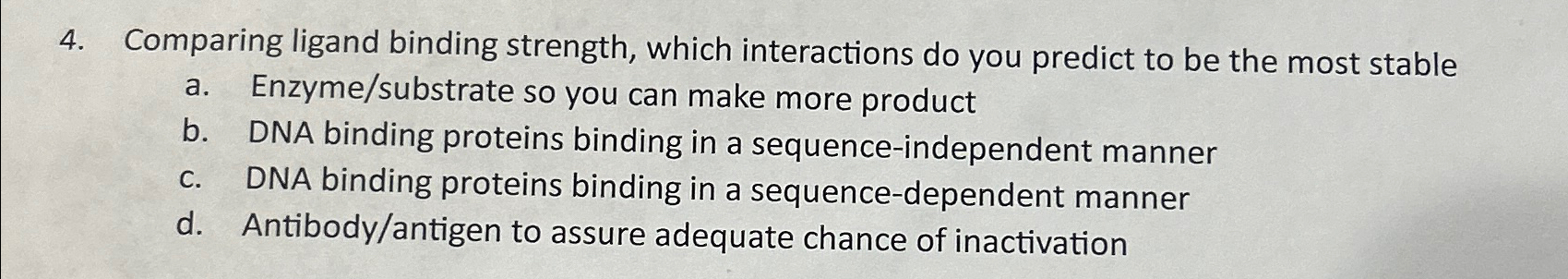 Solved Comparing ligand binding strength, which interactions | Chegg.com