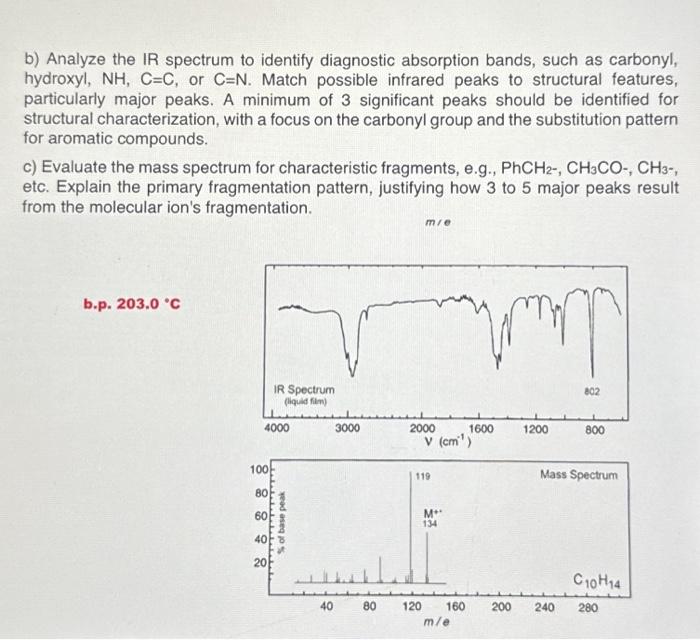 Solved b) Analyze the IR spectrum to identify diagnostic | Chegg.com