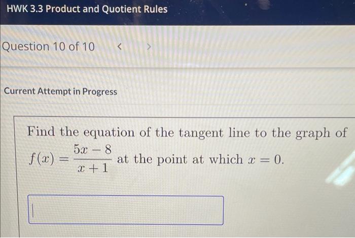 Solved Current Attempt in Progress Find the equation of the | Chegg.com