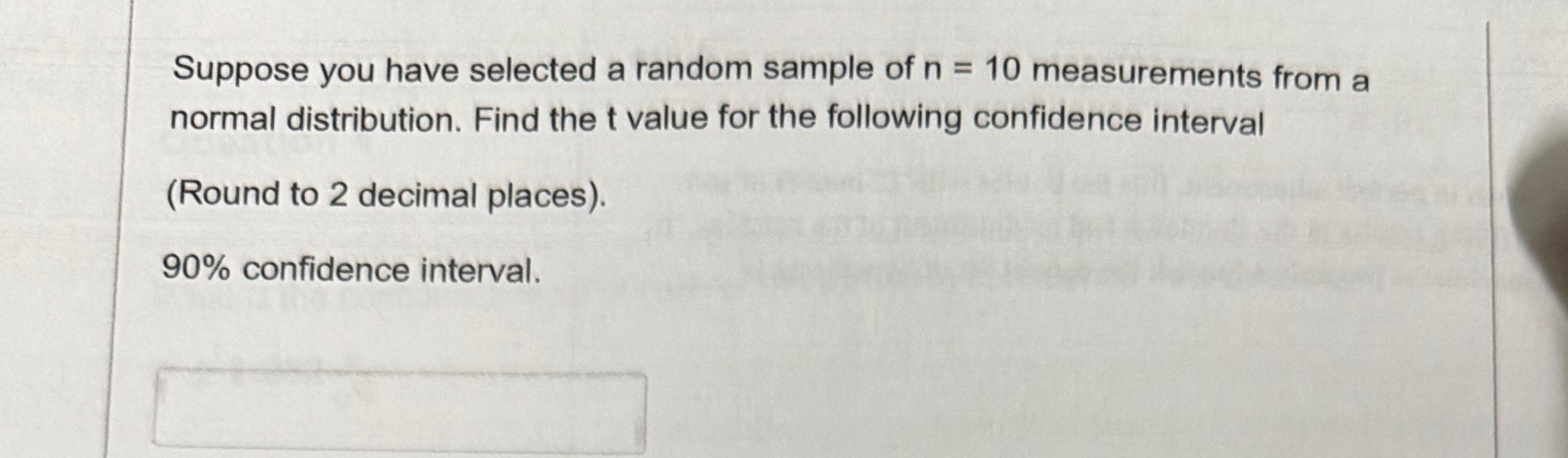 Solved Suppose you have selected a random sample of n=10 | Chegg.com