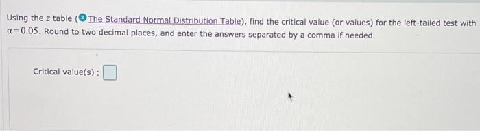 Solved Using the z table (The Standard Normal Distribution | Chegg.com