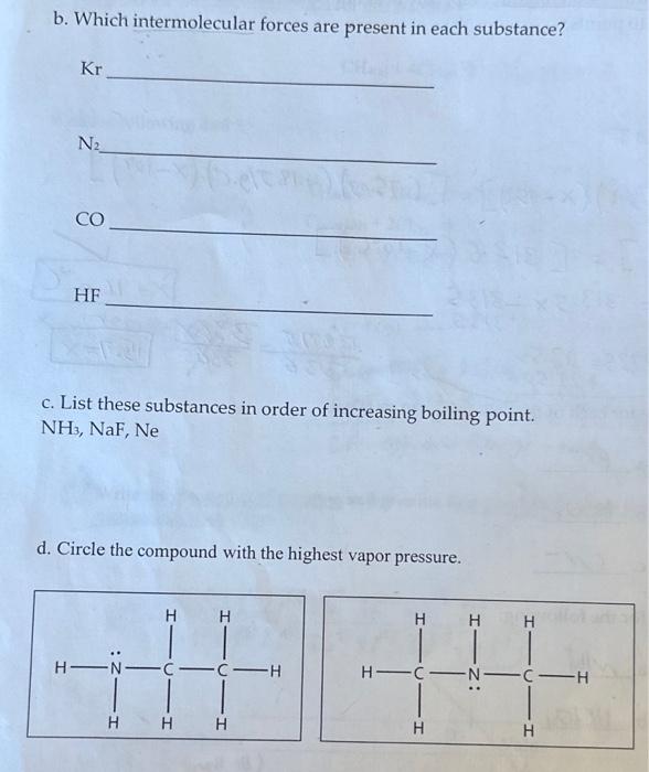 Solved Which substance has the highest boiling point? a. CH4 | Chegg.com