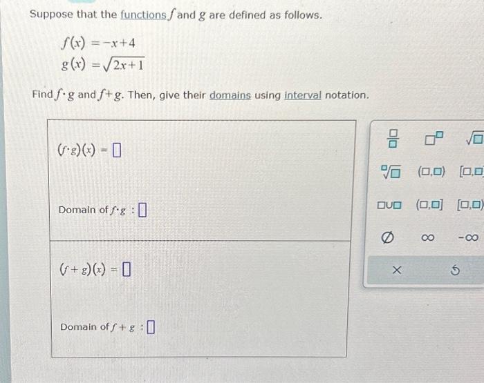 Solved Suppose that the functions fand g are defined as | Chegg.com