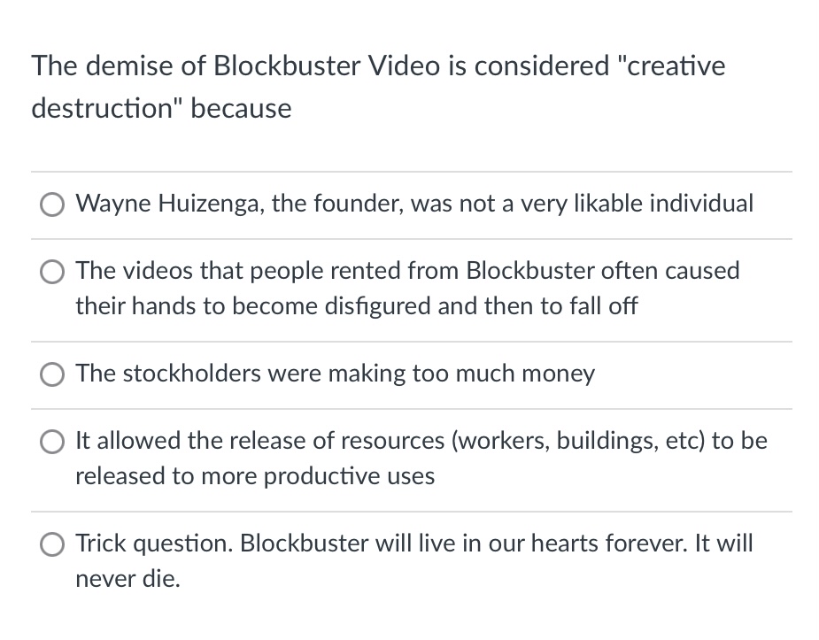 Solved The demise of Blockbuster Video is considered | Chegg.com