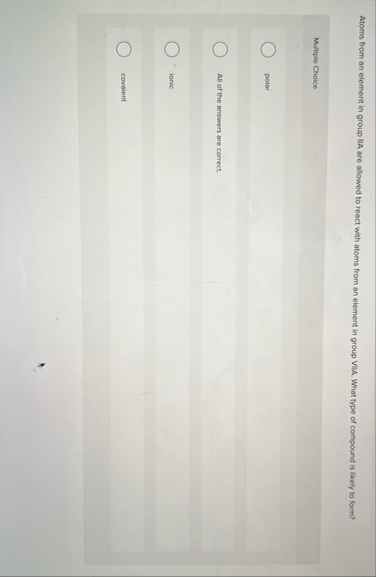 Atoms from an element in group IIA are allowed to | Chegg.com
