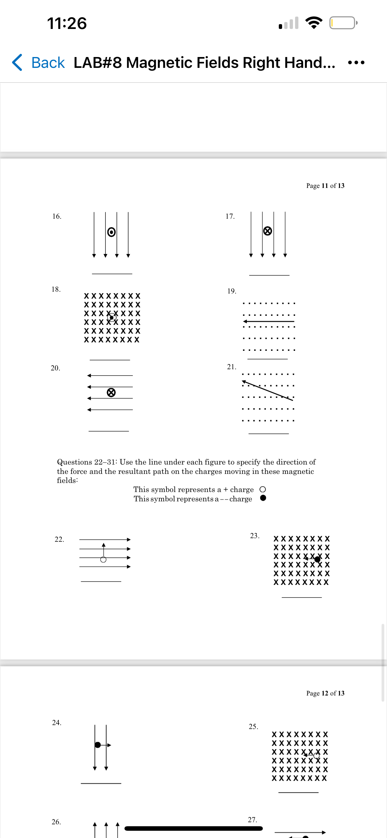 Solved 11:26Back LAB#8 ﻿Magnetic Fields Right Hand...Page 11 | Chegg.com