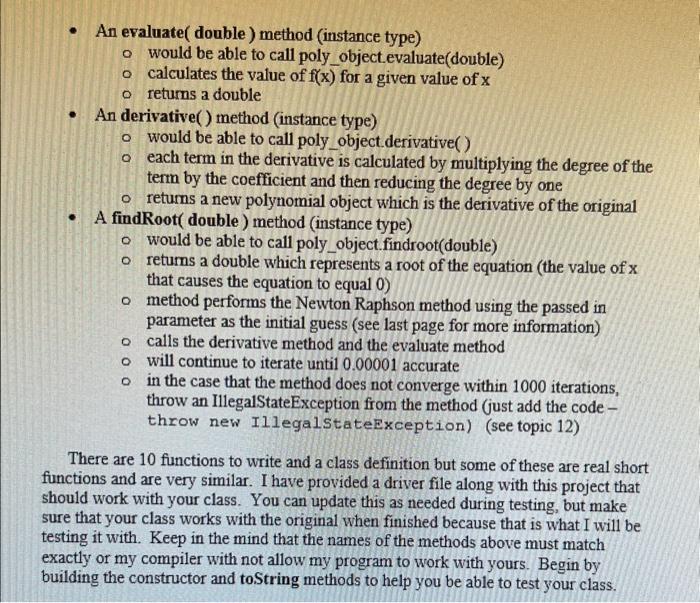 Solved Construct the class Polynomial A polynomial function | Chegg.com
