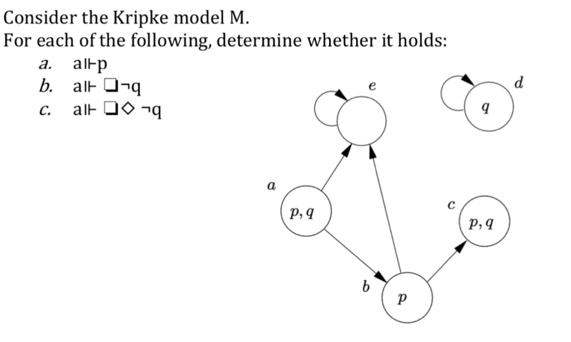 Solved Consider the Kripke model M.For each of the | Chegg.com