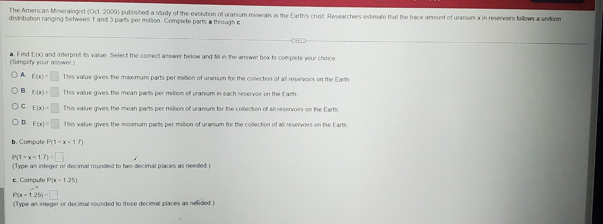 Solved distribution ranging between 1 and 3 parts per | Chegg.com