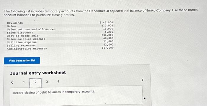 Solved The following list includes temporary accounts from | Chegg.com