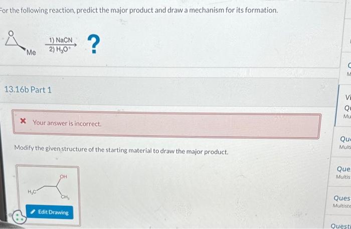 Solved For the following reaction, predict the major product | Chegg.com