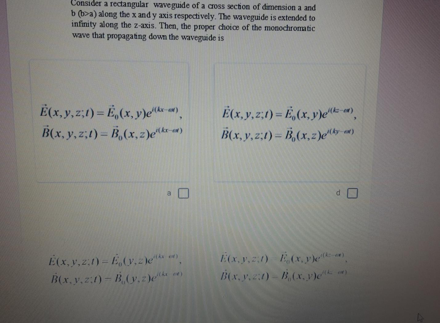Solved Consider a rectangular waveguide of a cross section | Chegg.com