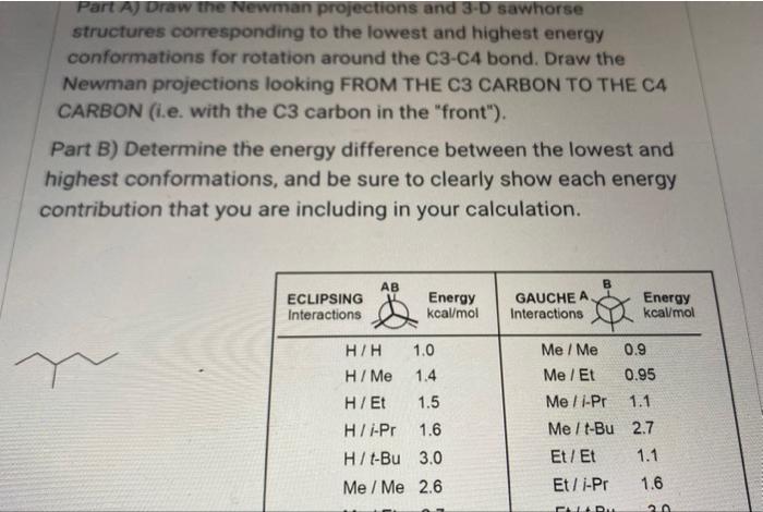 Solved Part A) Draw the Newman projections and 3-D sawhorse | Chegg.com