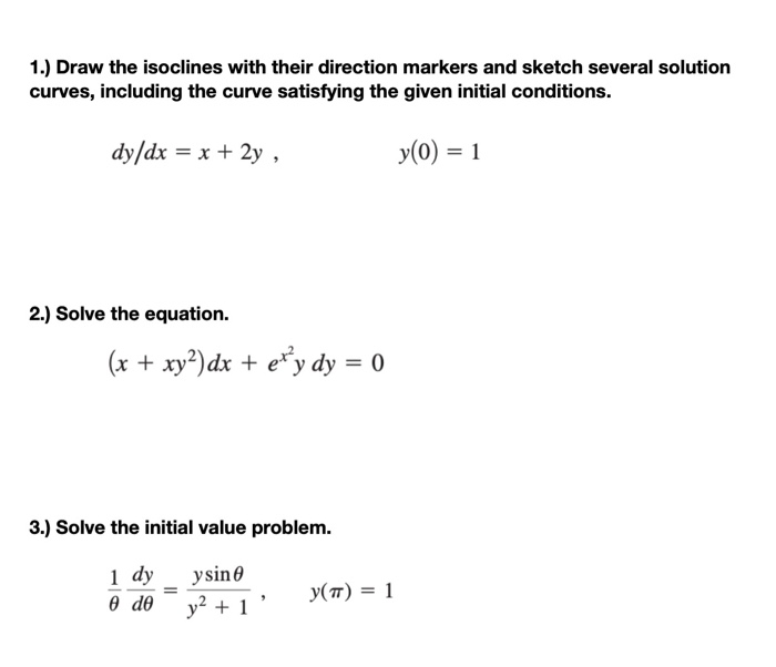 Solved 1.) Draw the isoclines with their direction markers | Chegg.com