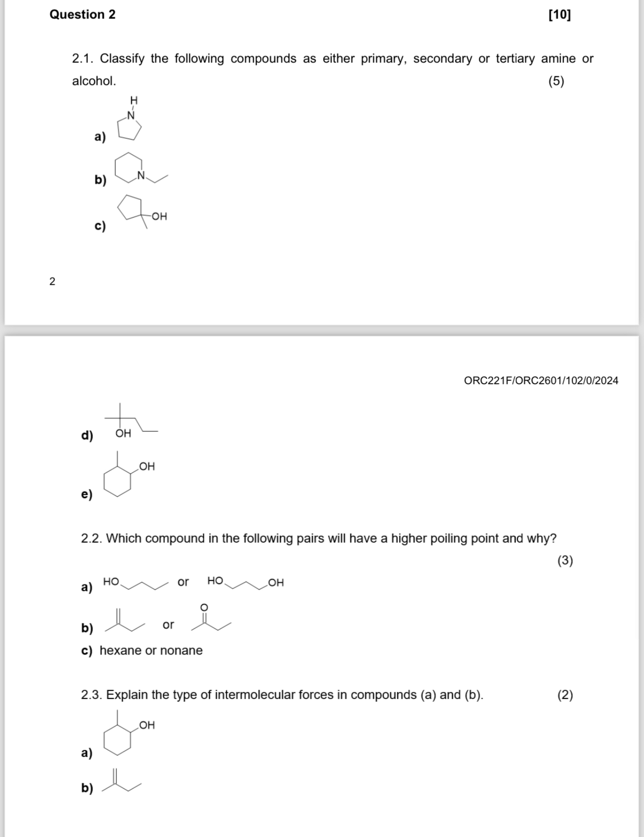 Solved Question 2[10]2.1. ﻿Classify the following compounds | Chegg.com