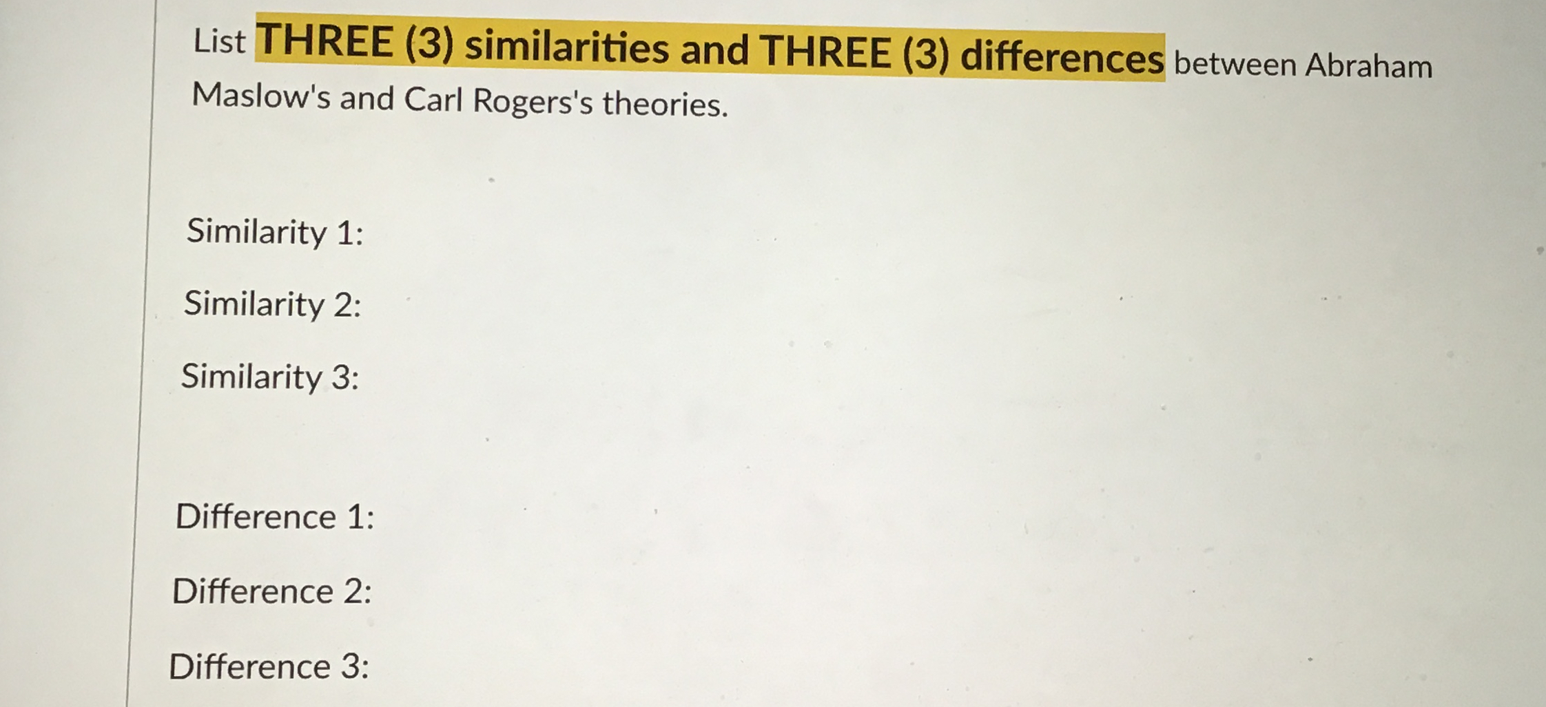 Solved List THREE (3) ﻿similarities and THREE (3) | Chegg.com