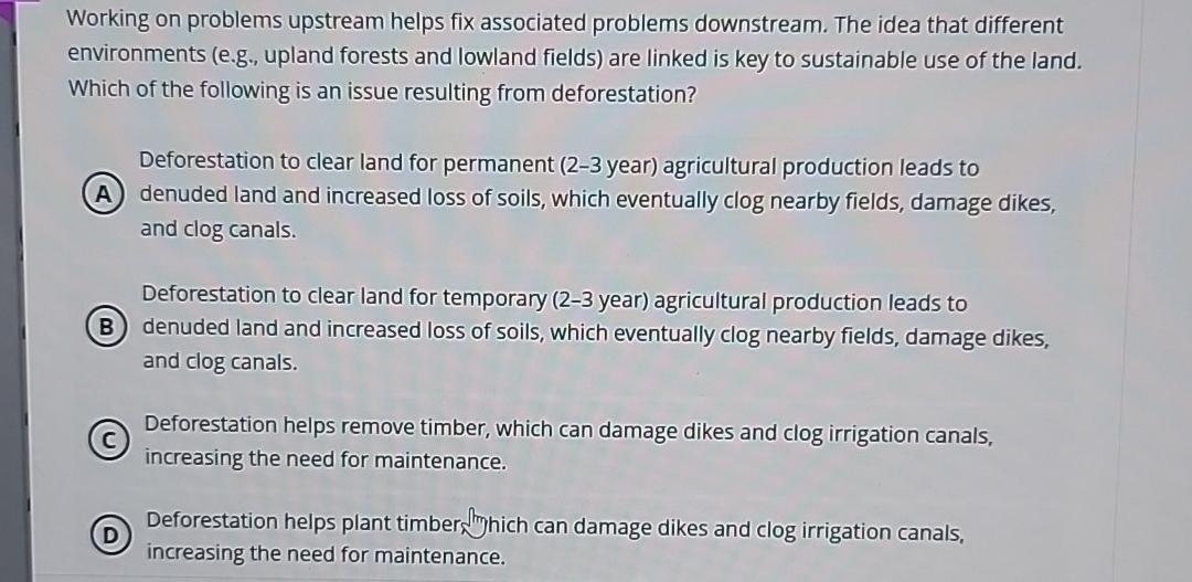 Working on problems upstream helps fix associated | Chegg.com