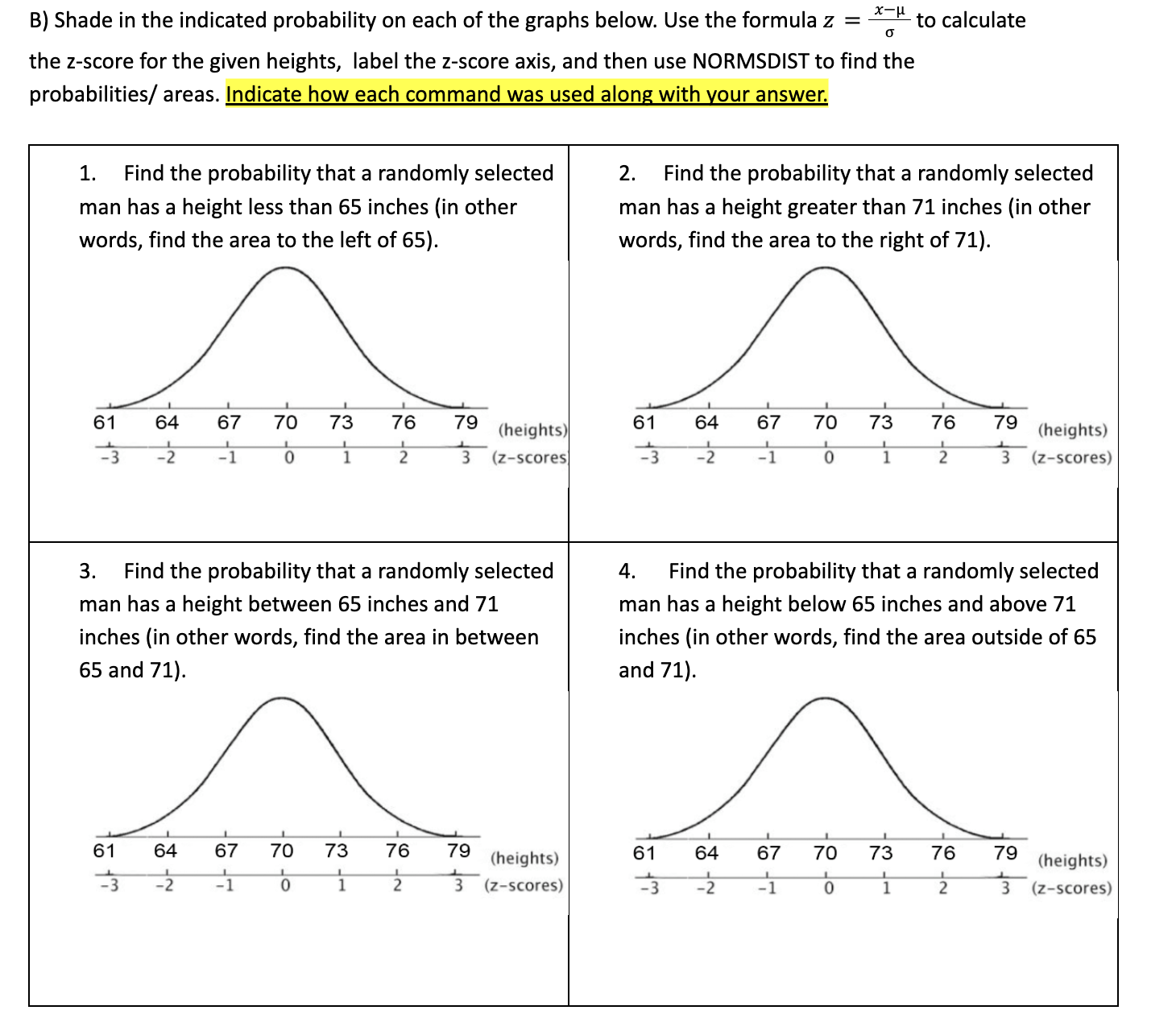 Solved B) ﻿Shade in the indicated probability on each of the | Chegg.com