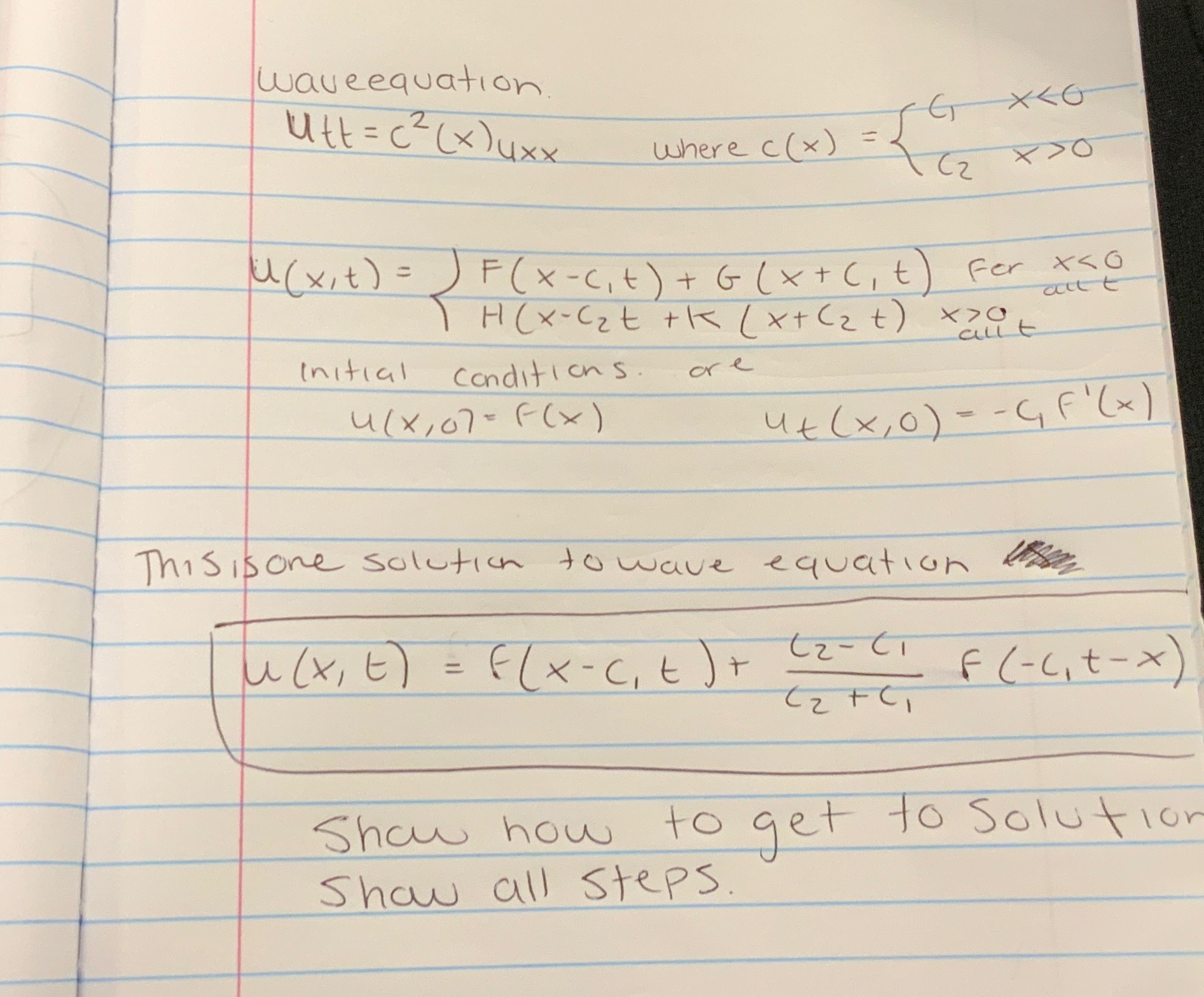 Solved Show how to get the given solution from the wave | Chegg.com