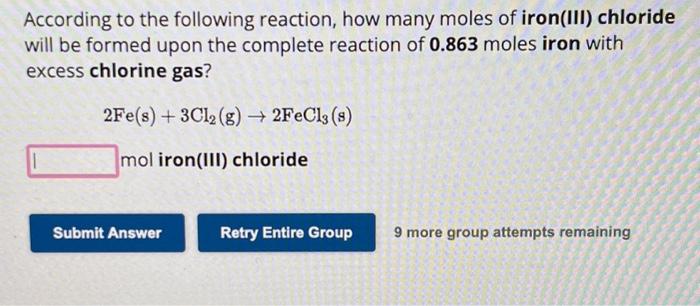 Solved According to the following reaction, how many moles | Chegg.com