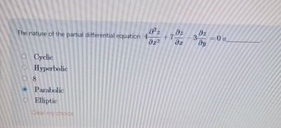 Solved The rature of the partial differential equation | Chegg.com
