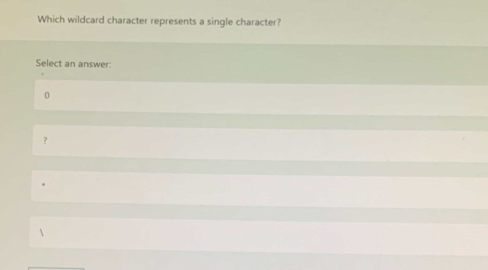 Solved Which Access wildcard character represents a single | Chegg.com Solved Which Access wildcard character represents a single | Chegg.com